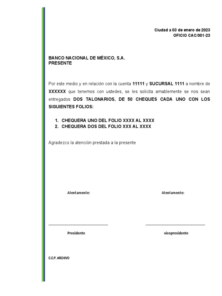 Banamex Chequera | PDF