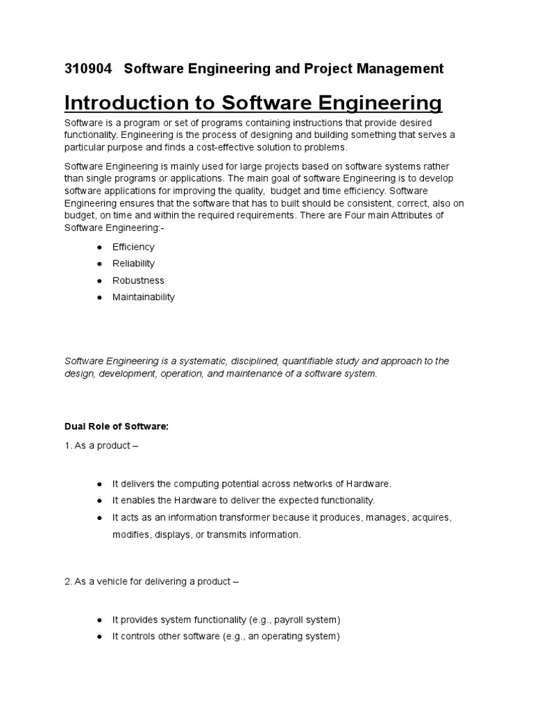 Introduction To Software Engineering | PDF | Software Development ...