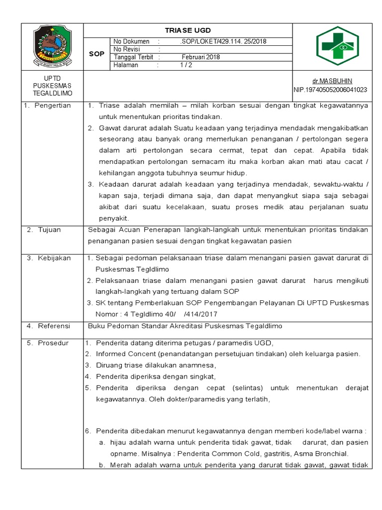 Sop Triase Ugd 2022 | PDF | Pengembangan Diri | Kesehatan Holistik