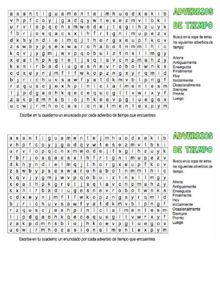 Adverbios Sopa de Letras | PDF