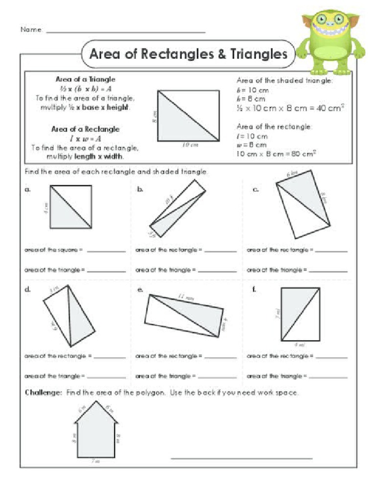Area de Triangulos y Rectangulos Ejercicio para Corregir | PDF