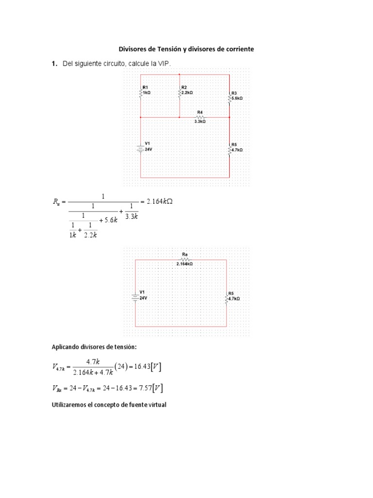 Divisores de Tensión y Divisores de Corriente | PDF | Ingenieria ...