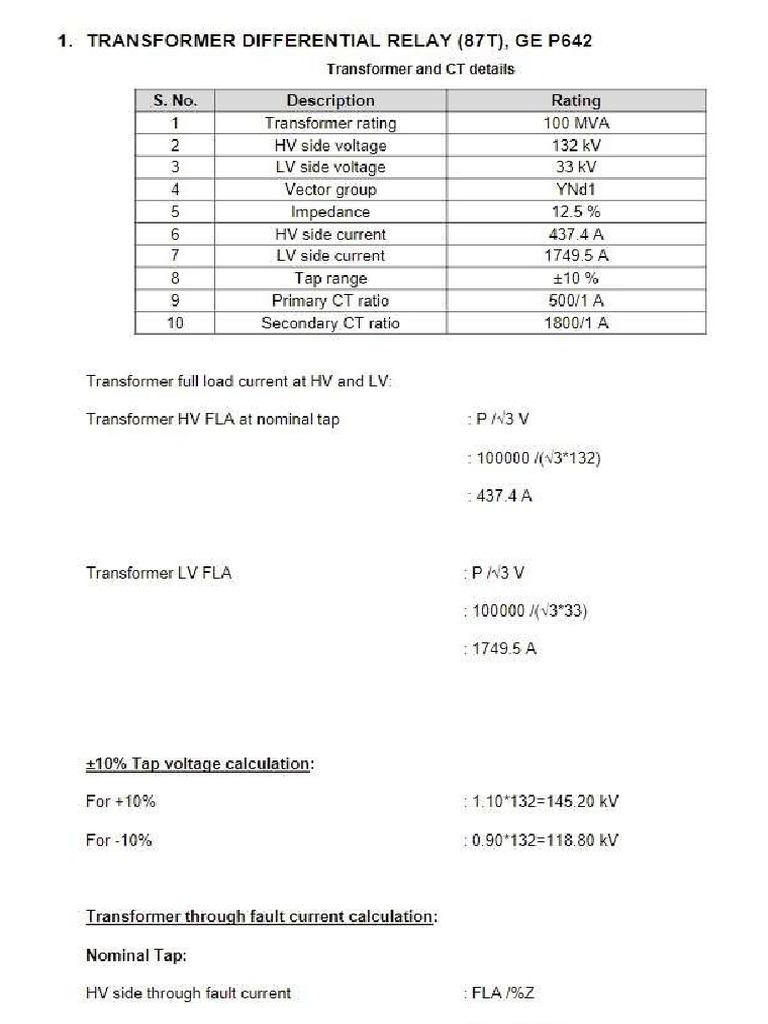 Transformer Differential Protection | PDF