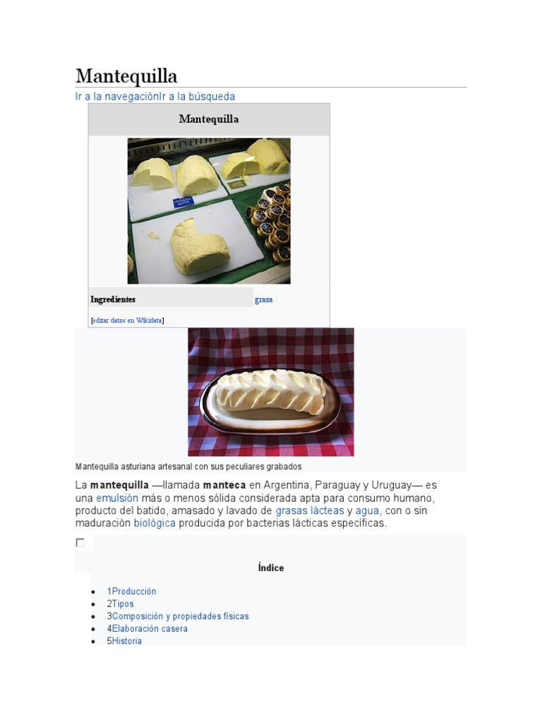 Origen y propiedades de la mantequilla | PDF | Mantequilla | Alimentos