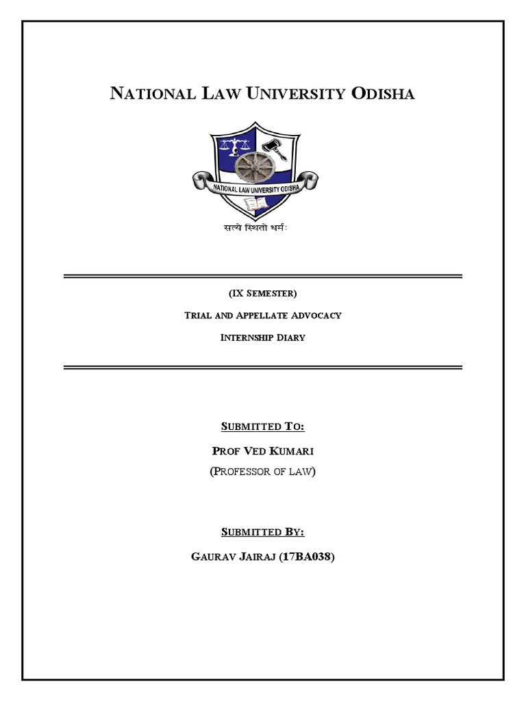 Internship Diary - Gaurav Jairaj | PDF | Lawsuit | Justice