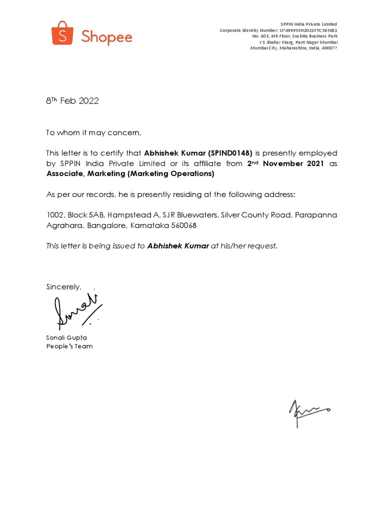 Abhishek Kumar - HR Letter | PDF Abhishek Kumar - HR Letter | PDF