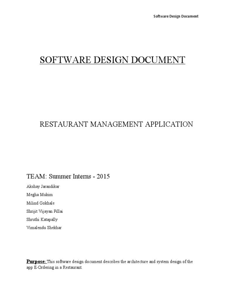 Design Document | PDF | Menu | Software Development