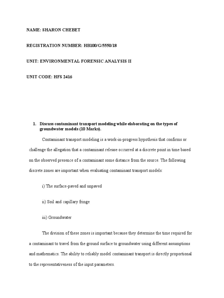 Contaminant Transport & Groundwater Models | PDF | Corrosion | Soil