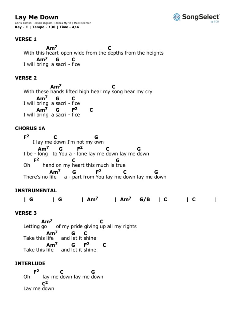 Lay Me Down Lead Sheet in C | PDF | Musical Forms