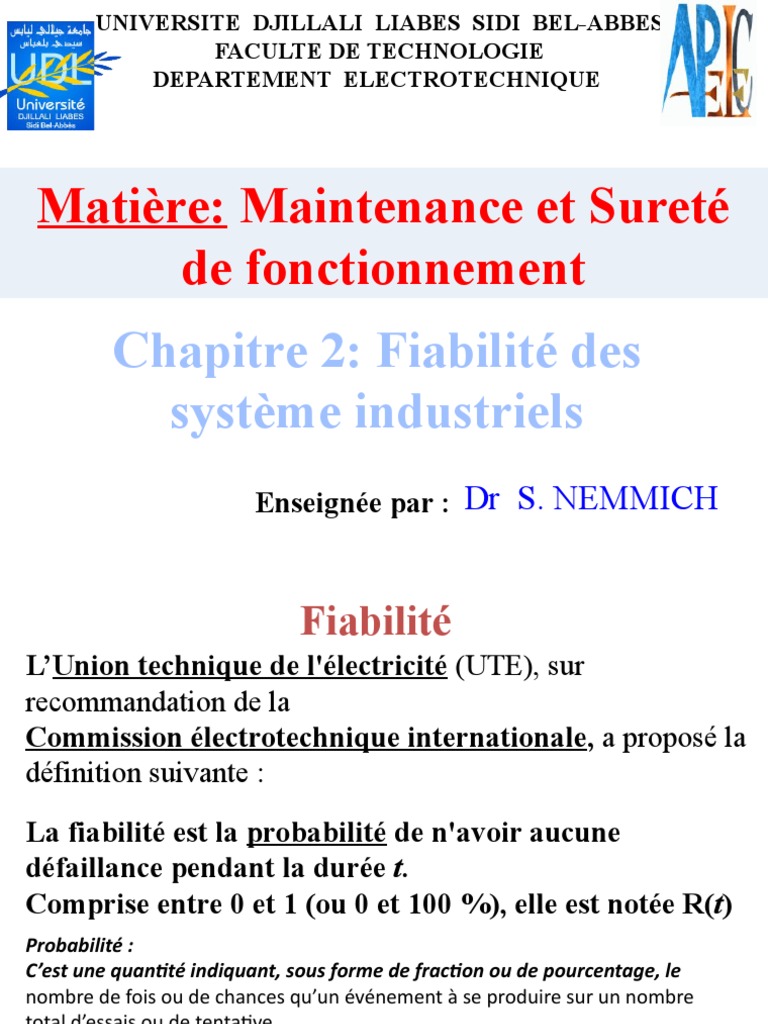 Chap 2 Fiablité | PDF | Ordinateurs | Technologie et ingénierie
