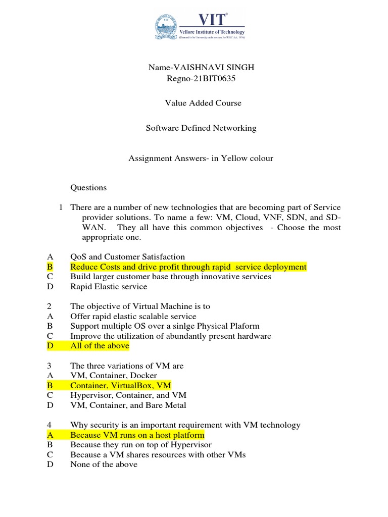 SDN Answers | PDF | Virtual Machine | Cloud Computing