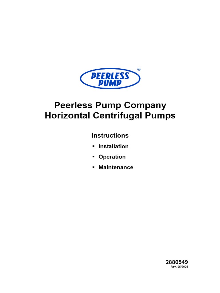 Peerless Pump Company Horizontal Centrifugal Pumps - Manualzz | PDF