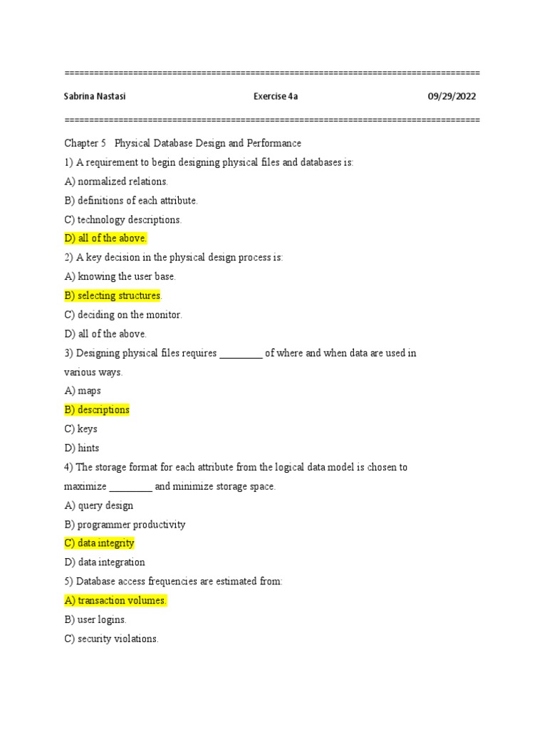 Cs 331 Exercise 4a Pdf Databases Database Design 7676