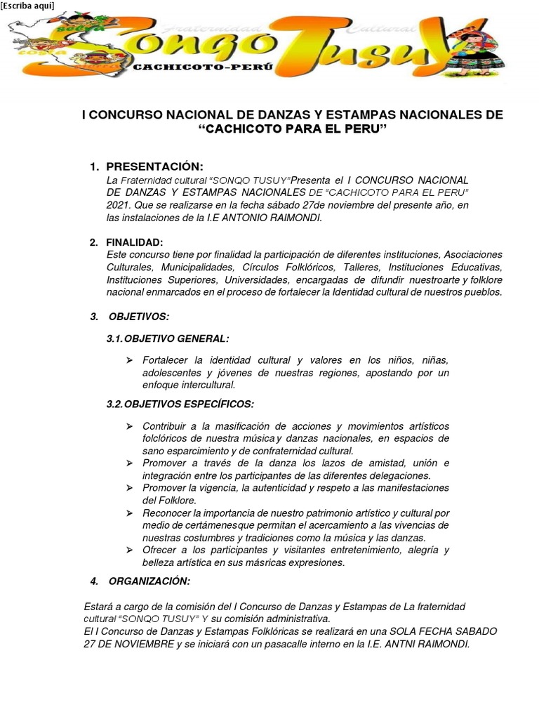 Bases Del Concurso de Danza y Estampa 2021 | Descargar gratis PDF ... Bases Del Concurso de Danza y Estampa 2021 | Descargar gratis PDF ...