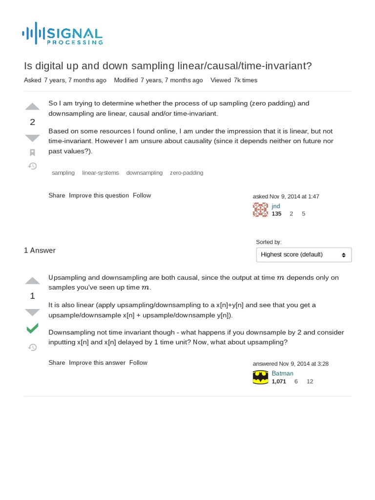 Is Digital Up and Down Sampling Linear - Causal - Time-Invariant - Signal Processing Stack ...