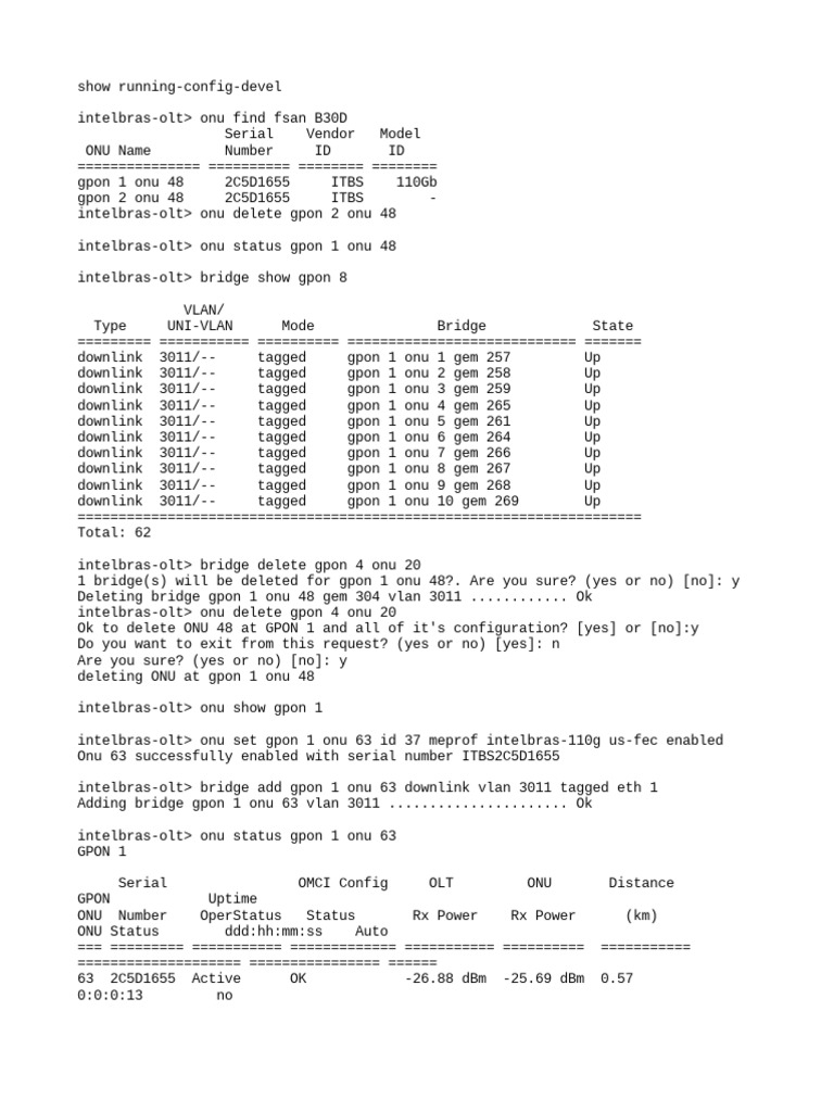 Comandos - Olt Intelbras | PDF | Computing | Physical Layer Protocols