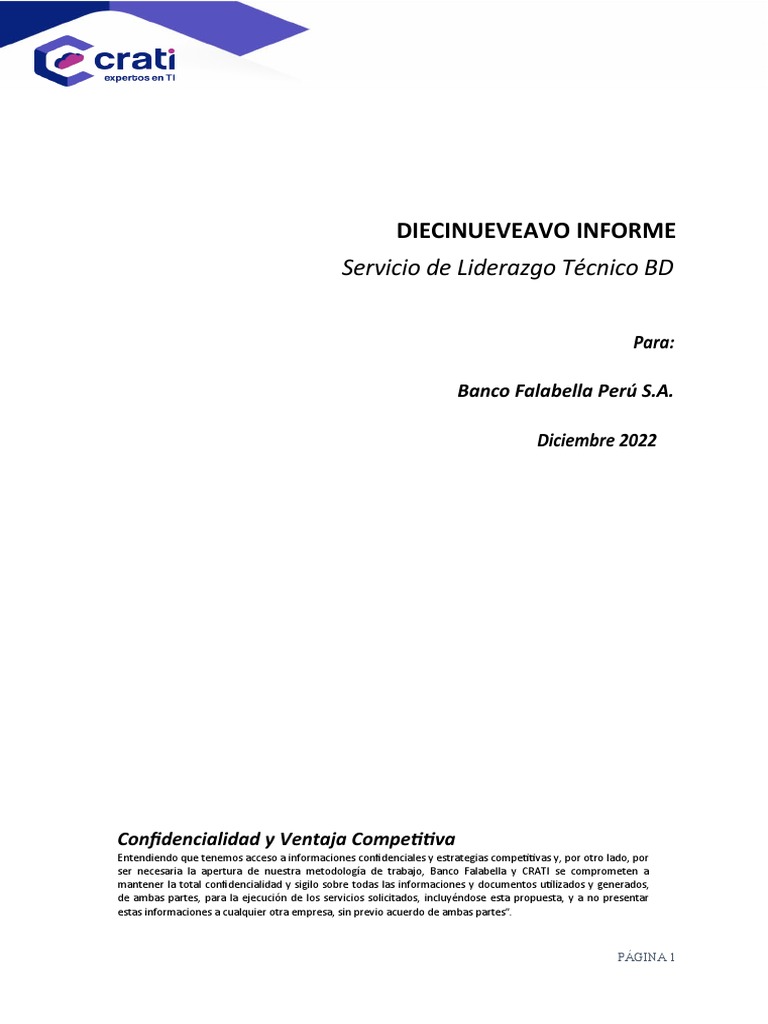 Informe - Servicio Liderazgo Tecnico - OM2BPEPR2 | PDF | Mi sql | Bases de datos