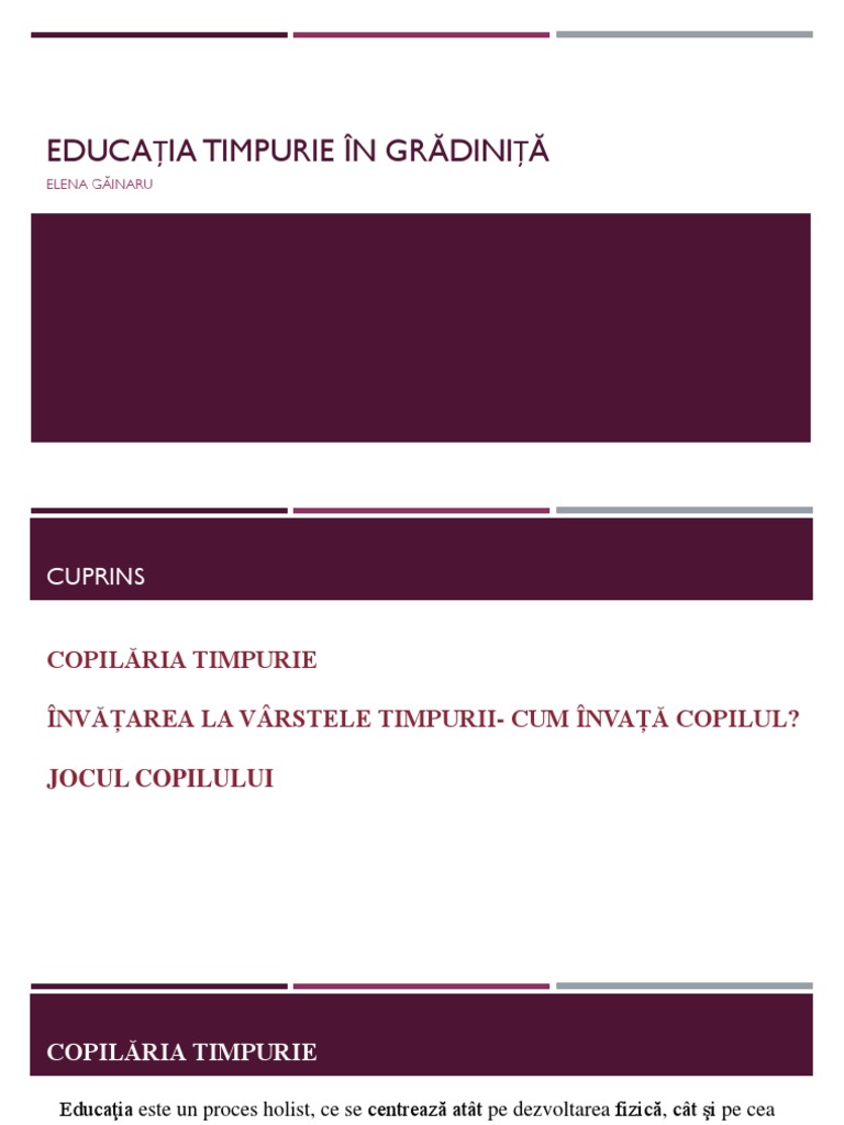Early Childhood Education in Preschool: Creating an Optimal Learning ...