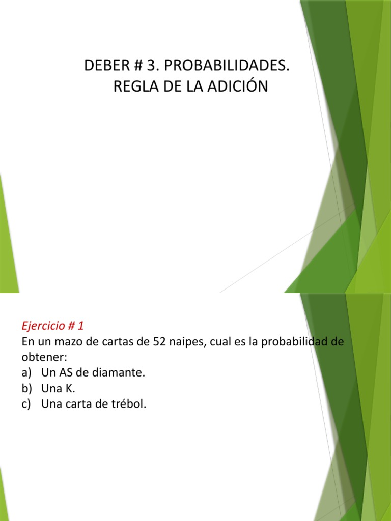 DEBER # 3. Probabilidades. Regla de La Adición | PDF | Probabilidad