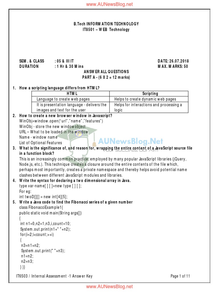 IT8501 Model QP Answers | PDF | Java Script | Software Engineering