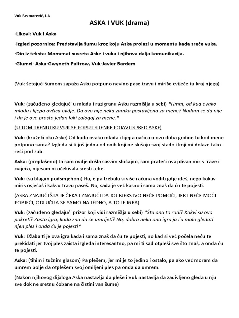 Aska I Vuk (Drama) | PDF
