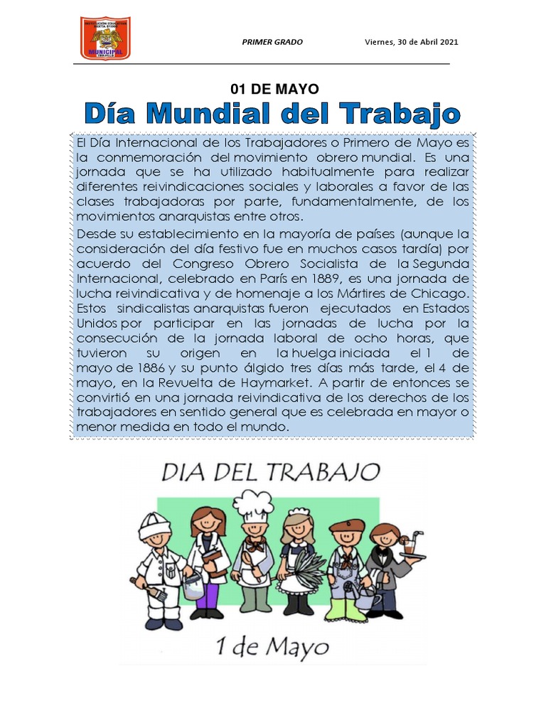 ACTIVIDAD Día Del Trabajo 30-04 | PDF | Viajes y turismo | Estilo de vida