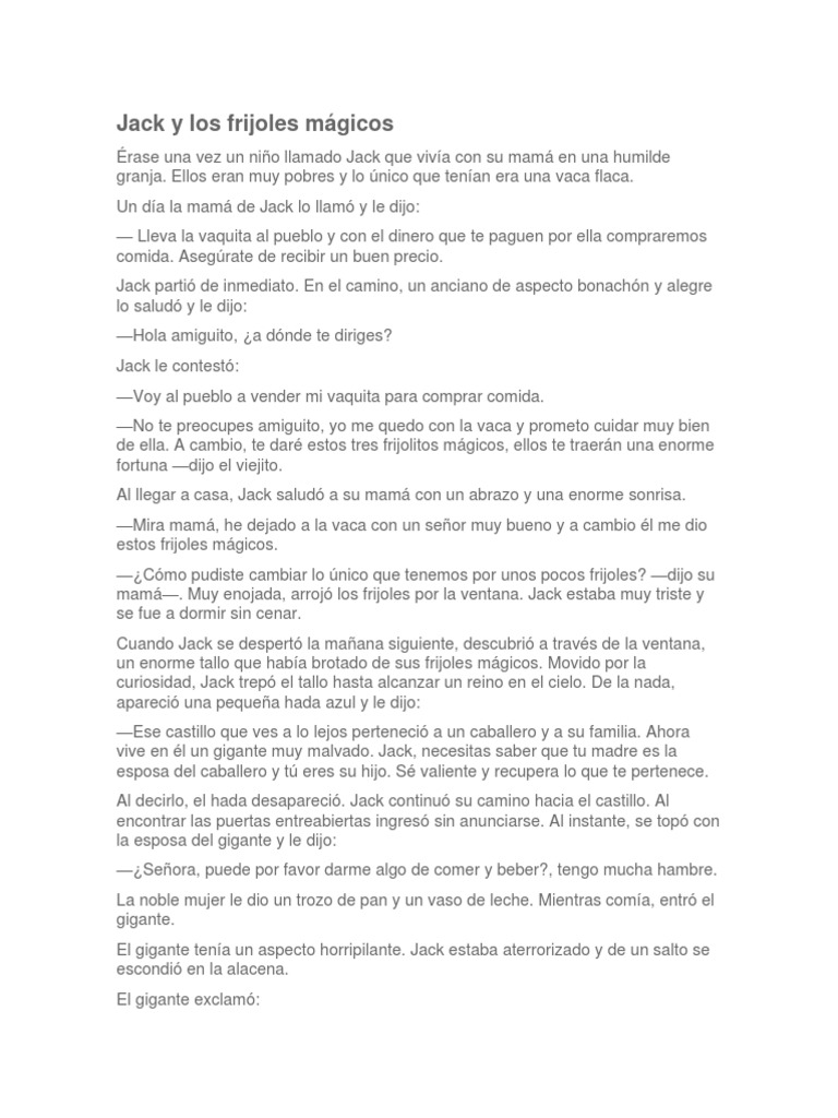 Jack y Los Frijoles Mágicos | PDF