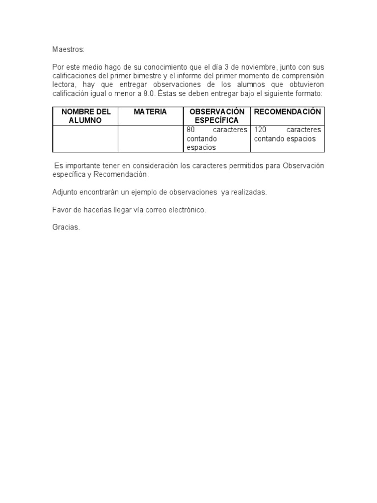 Formato de Observaciones | PDF Formato de Observaciones | PDF