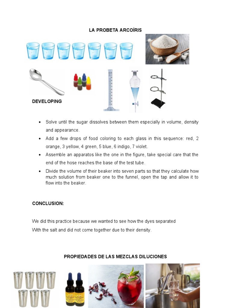 Probeta Arcoíris: Experimentos de Densidad | PDF