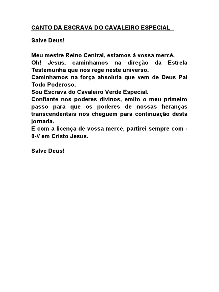 Canto da Escrava do Cavaleiro Especial | PDF | Religião e Espiritualidade