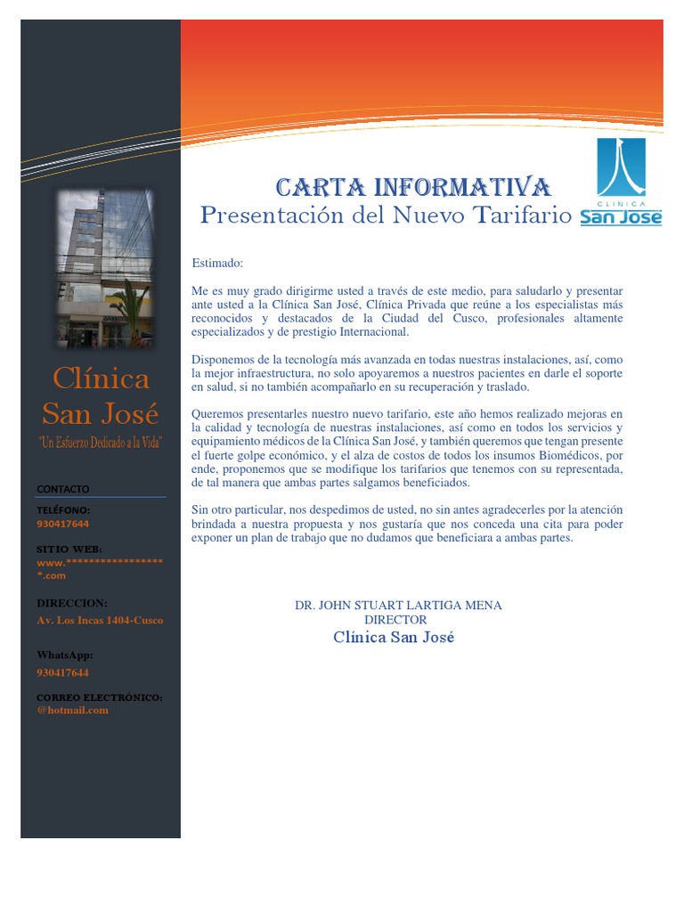 Carta Informativa Modelo | PDF