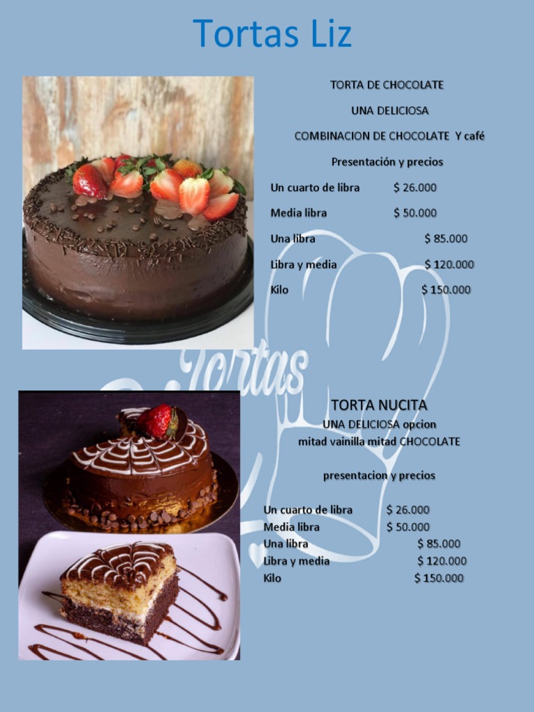 Tortas y Postres: Precios y Variedades | PDF | Cocina | Postres
