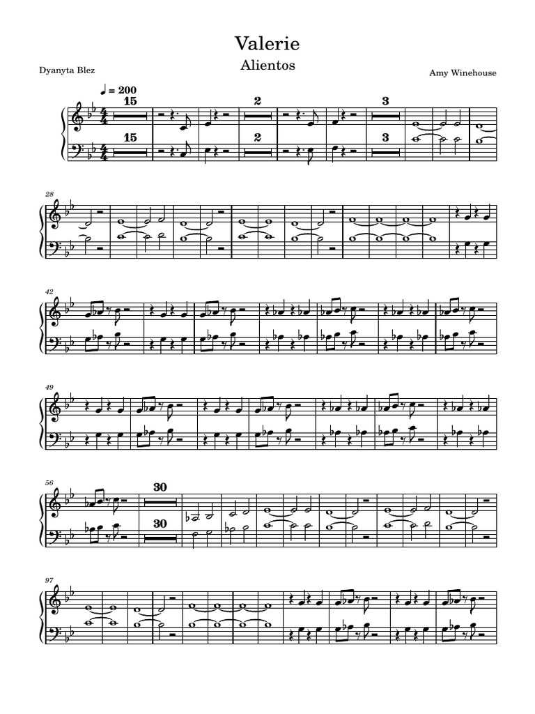 Amy Winehouse Valerie Sheet Music | PDF | Singles (Music) | Music