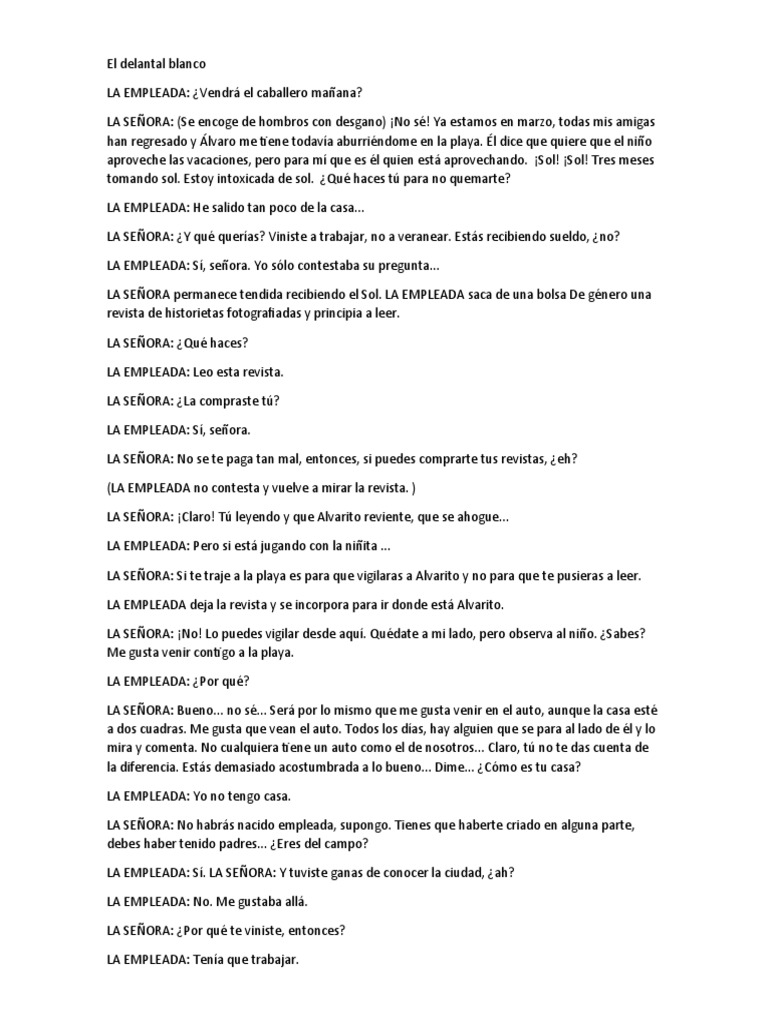 El delantal blanco resumen | PDF