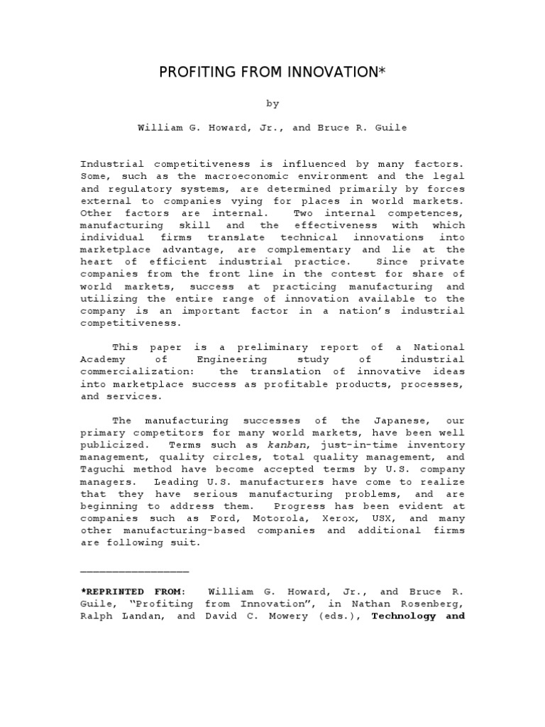 3.4.D-Profiting From Innovation | PDF | Innovation | Competition