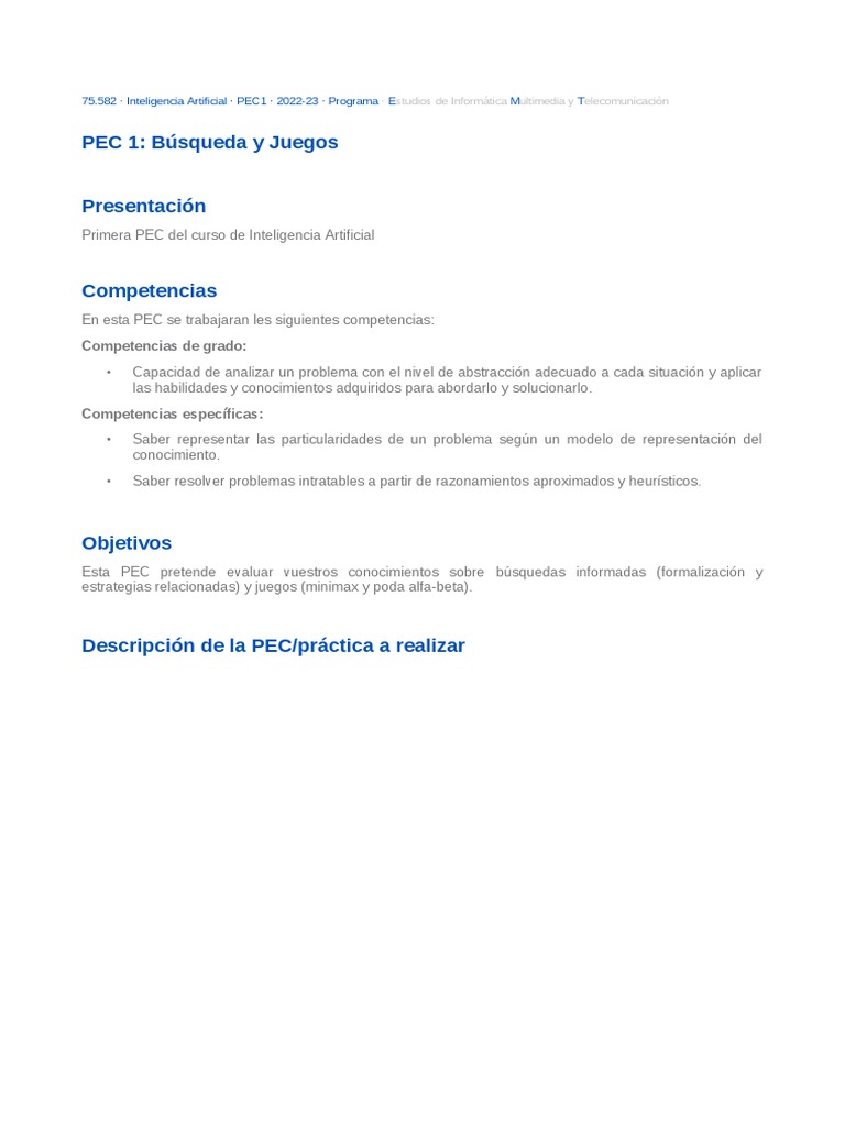 2022ia 1 Pec1 Cast | PDF | Inteligencia artificial | Inteligencia (IA) y semántica