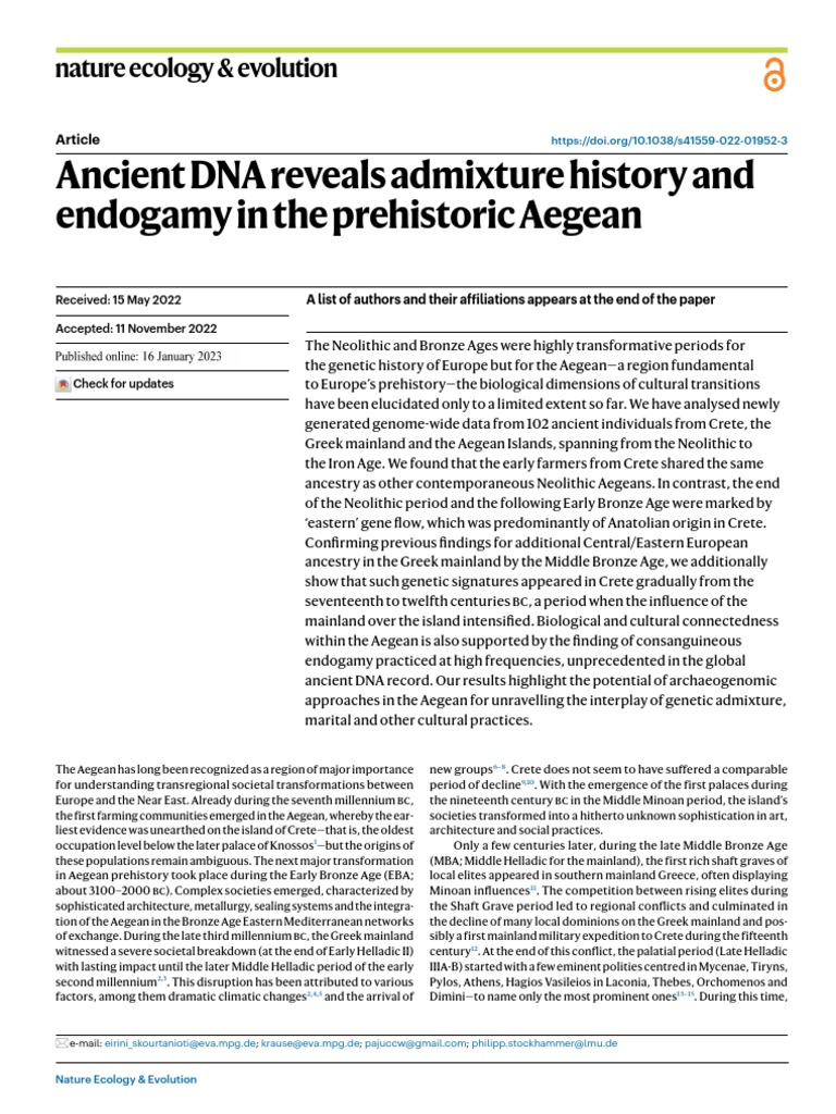Ancient DNA Reveals Admixture History and Endogamy in The Prehistoric ...