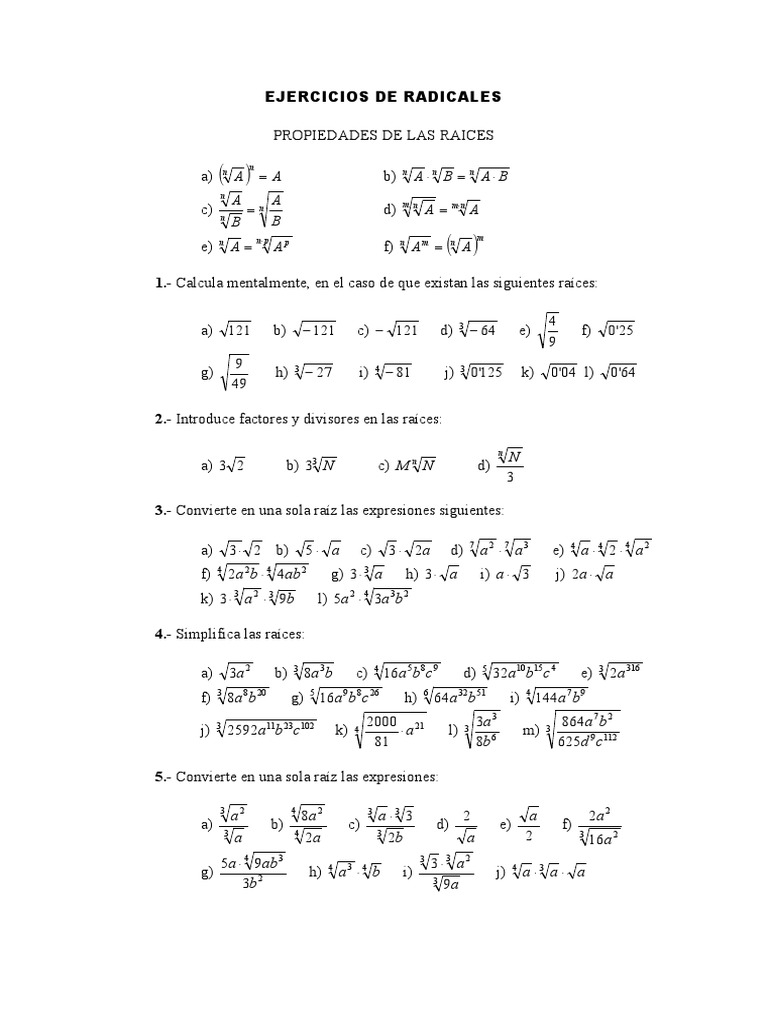 2 Raíces y Radicales (1) | PDF