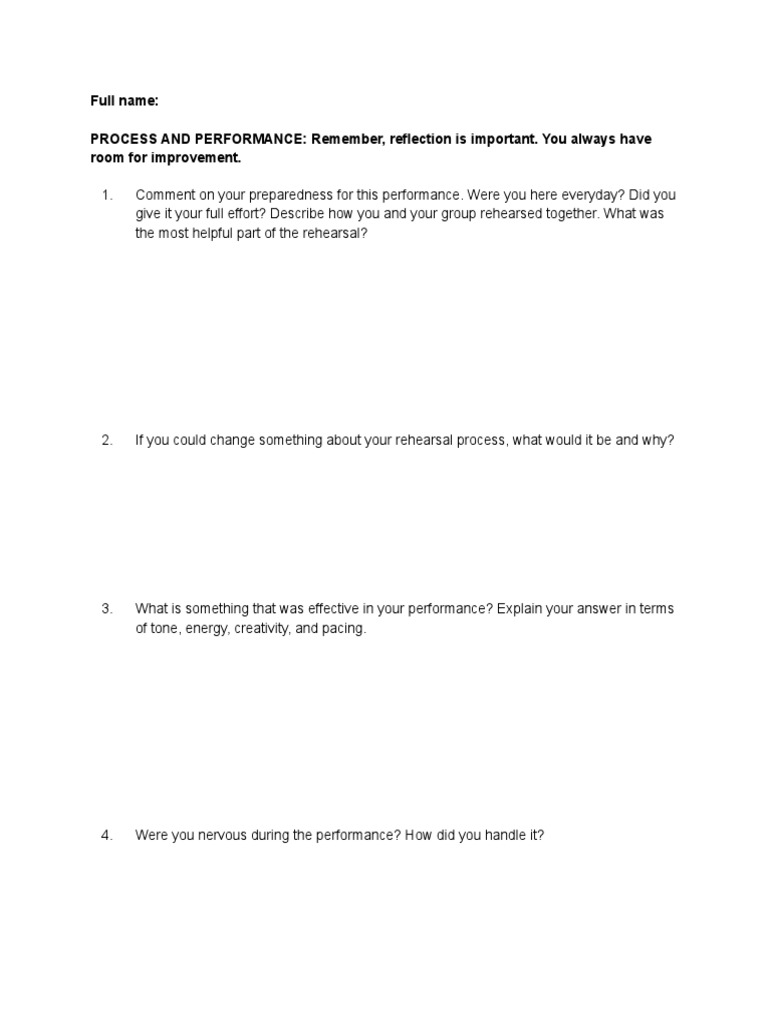 Drama Self Reflection Assignment | PDF