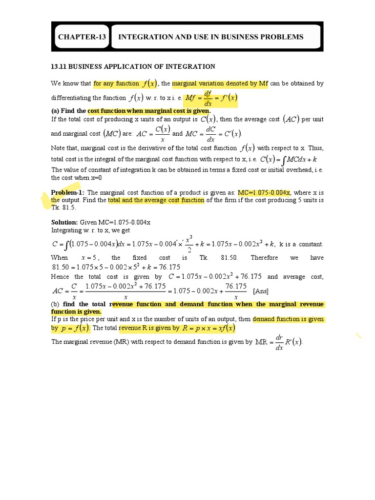 Integration | PDF | Economic Surplus | Profit (Economics)