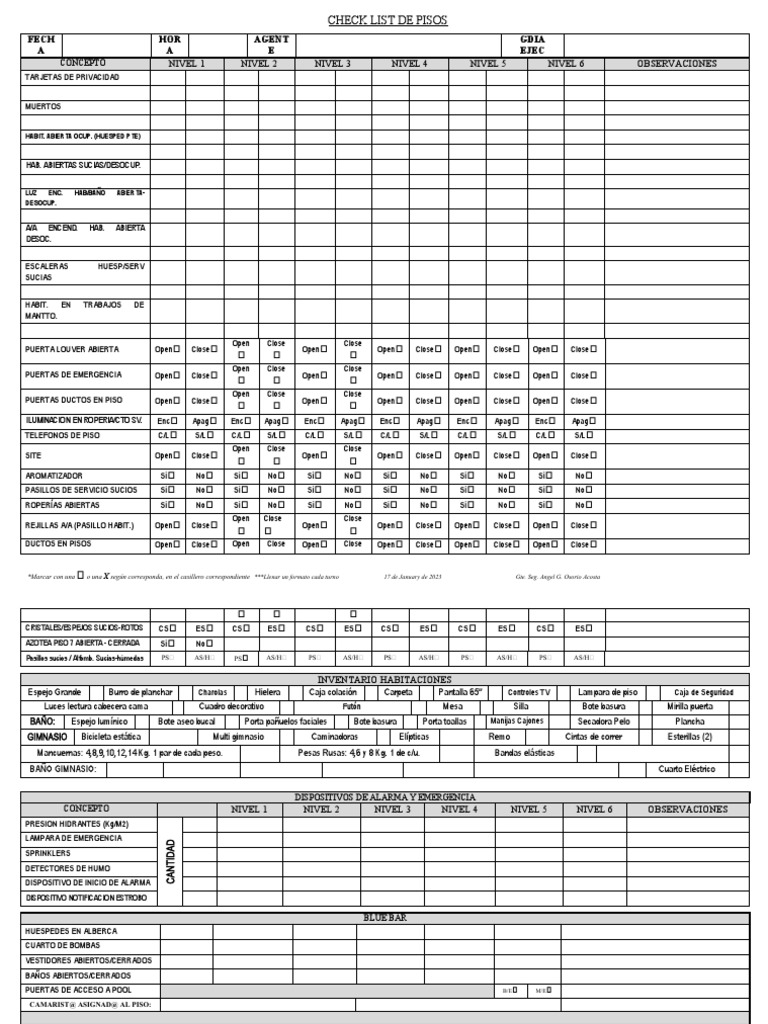 Check List de Pisos | PDF | Equipo | Bienes manufacturados