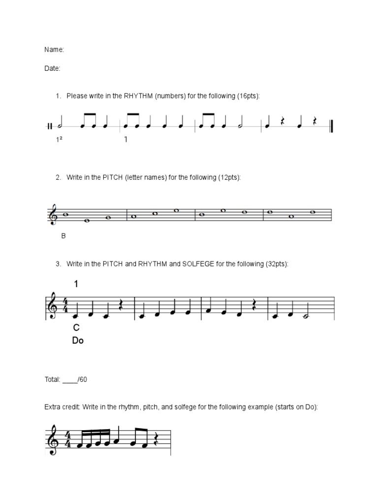 Rhythm, Pitch, and Solfege Quiz | PDF | Foreign Language Studies