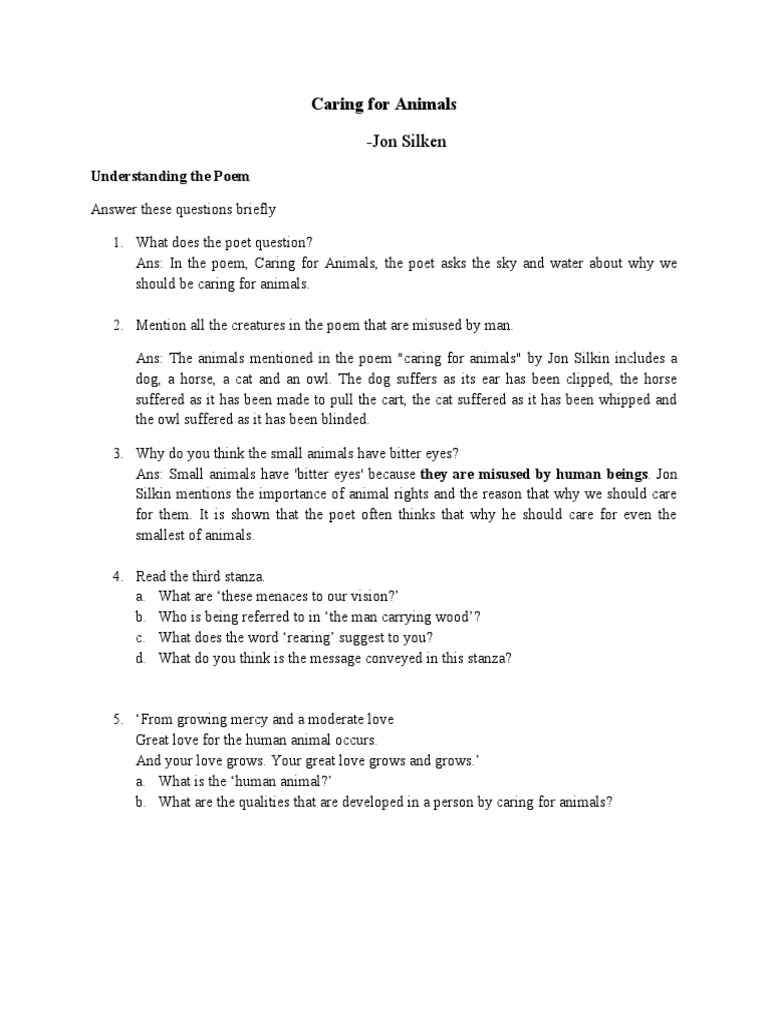 Caring For Animals | PDF