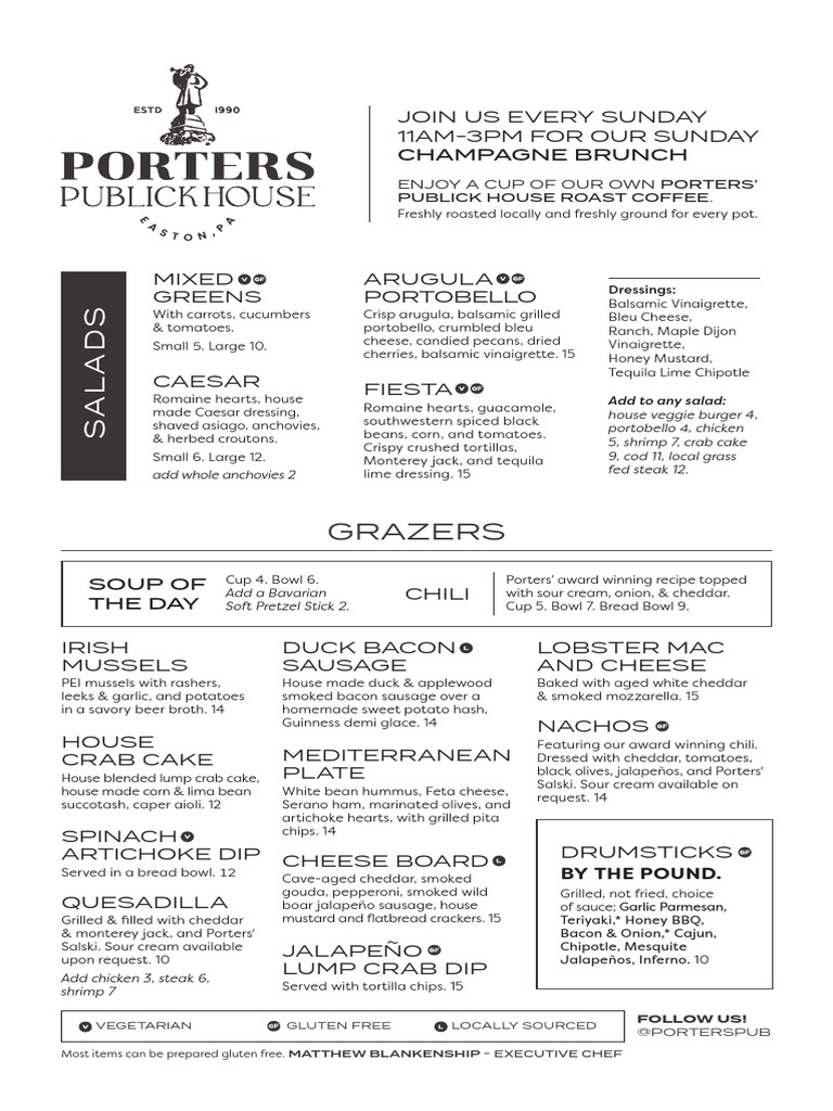 Porters Dinner | PDF | Hamburgers | Bacon