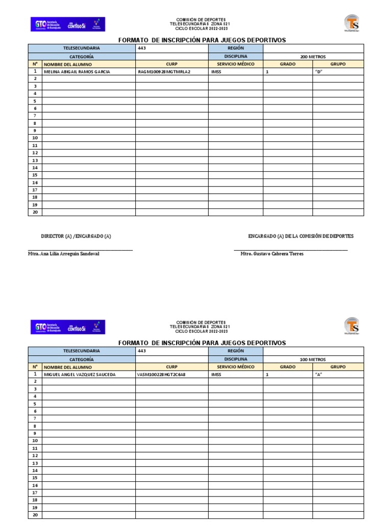 2 Formato - Inscripción | PDF