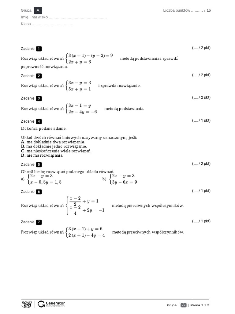 Układy Rownan | PDF