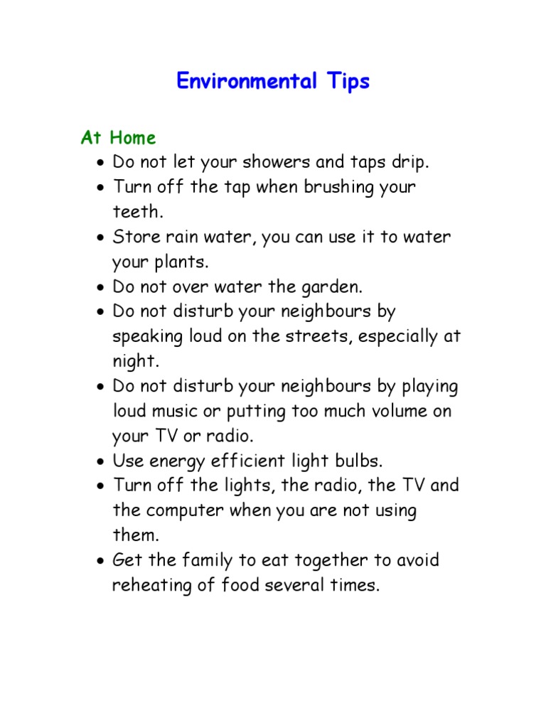 Environmental Tips | PDF | Science & Mathematics