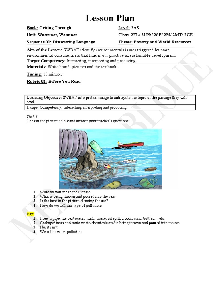 Waste Not, Want Not Lesson Plan | PDF | Waste | Water