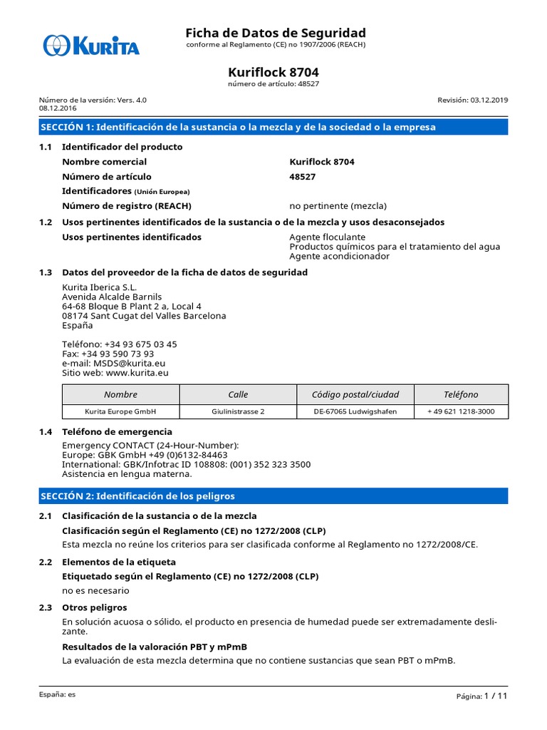 Kuriflock 8704 (ES-es) Floculante | PDF