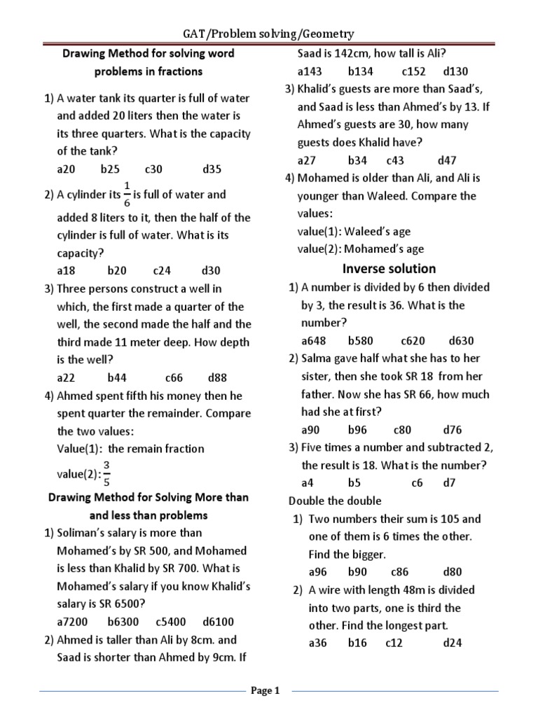GAT Math Word Problems | PDF | Area | Rectangle
